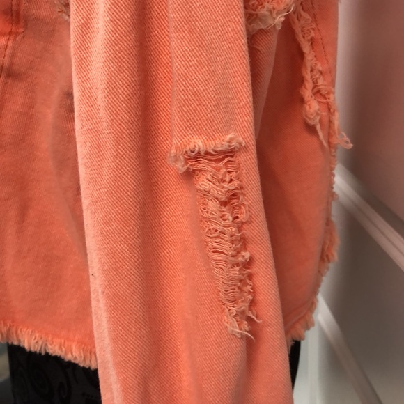 POL | Jackets & Coats | Oh So Loved Denim Jacket In Peach | Poshmark